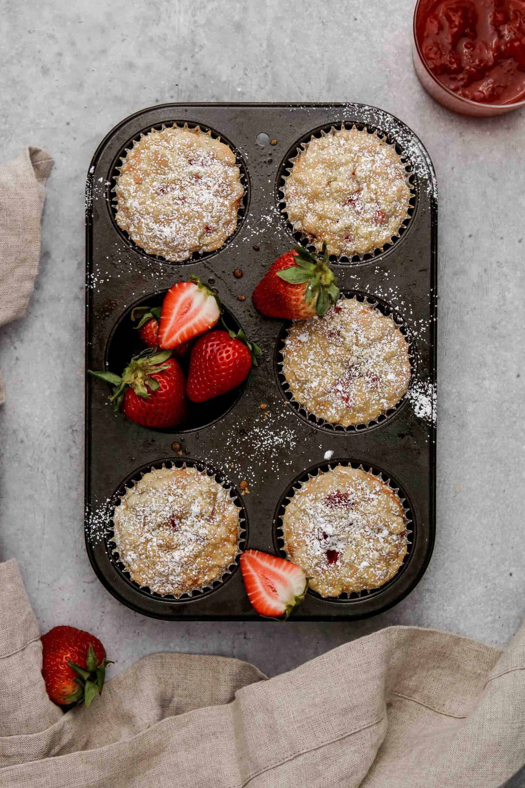 Strawberry Jam-Filled Muffins with Streusel Topping - Lifestyle of a Foodie