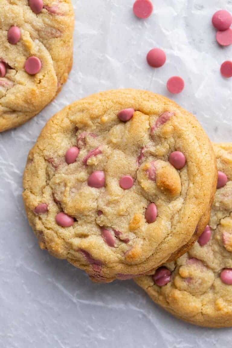 Soft Crumbl Ruby Chocolate Chip Cookies copycat - Lifestyle of a Foodie