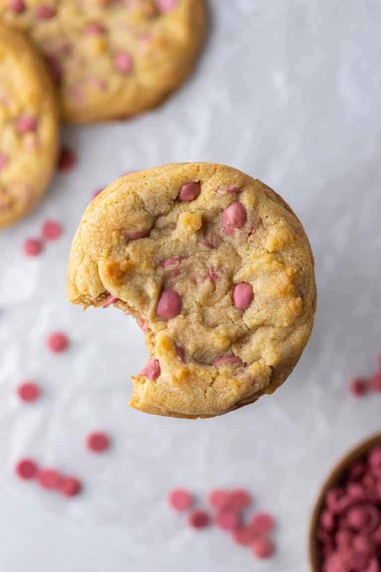 Soft Crumbl Ruby Chocolate Chip Cookies copycat - Lifestyle of a Foodie