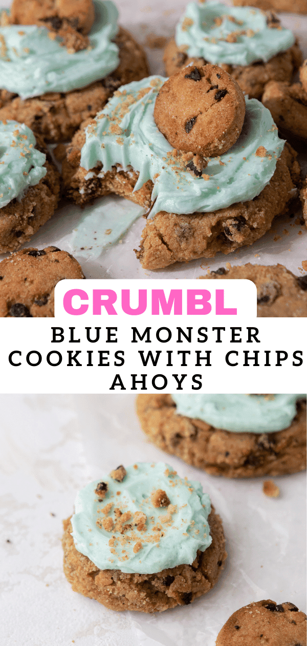 Crumbl blue monster cookies with chips ahoy - Lifestyle of a Foodie