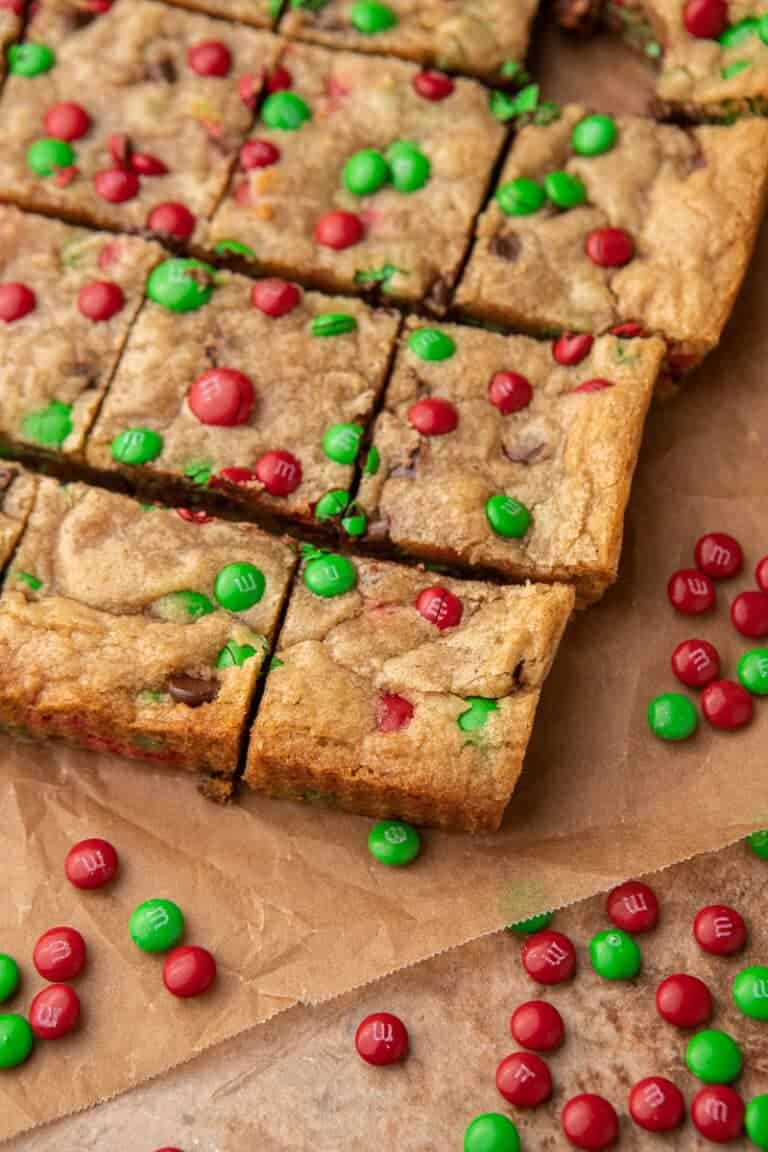 The Best M&m's Christmas Holiday Blondies - Lifestyle of a Foodie