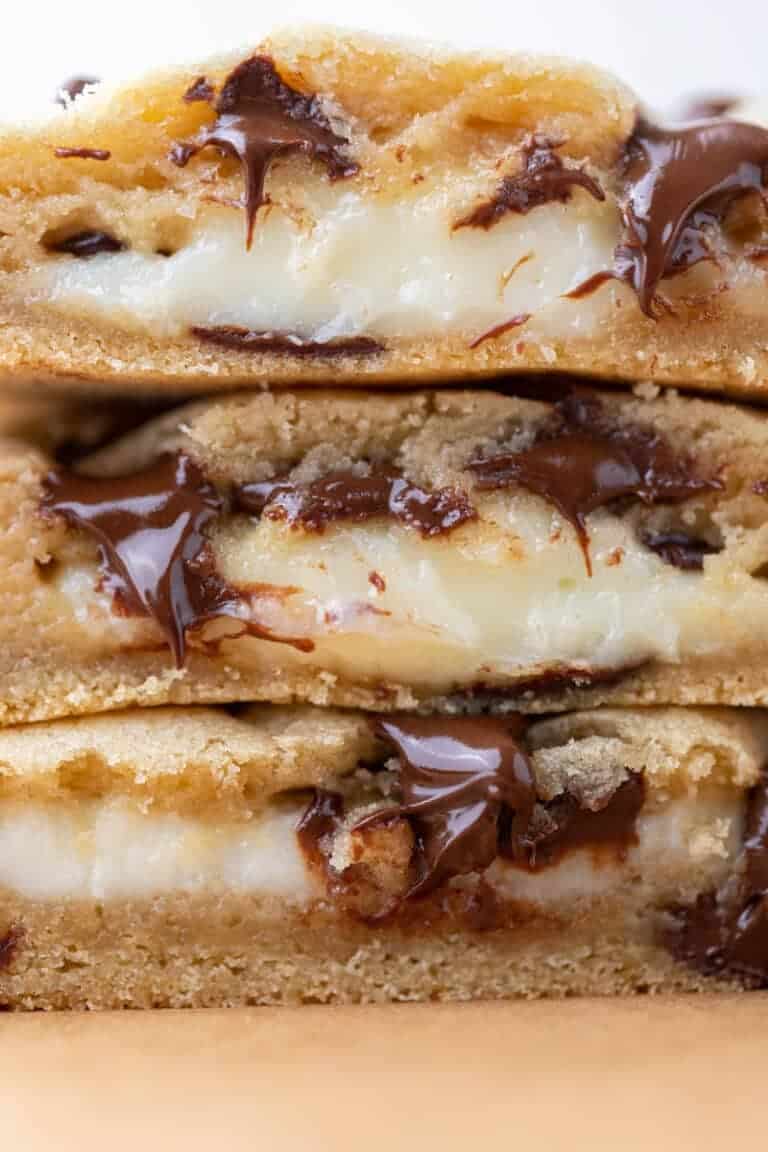 Cheesecake stuffed chocolate chip cookies - Lifestyle of a Foodie