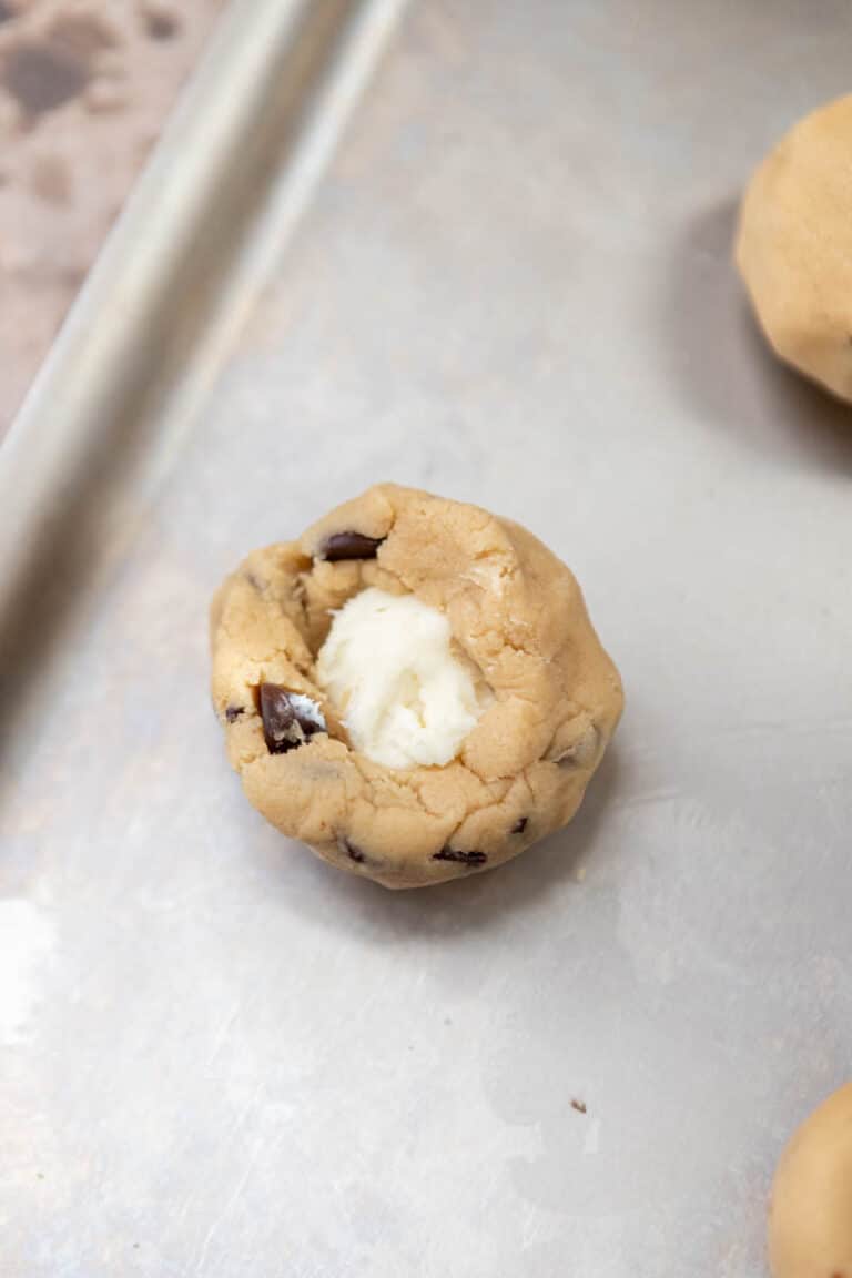 Cheesecake stuffed chocolate chip cookies - Lifestyle of a Foodie