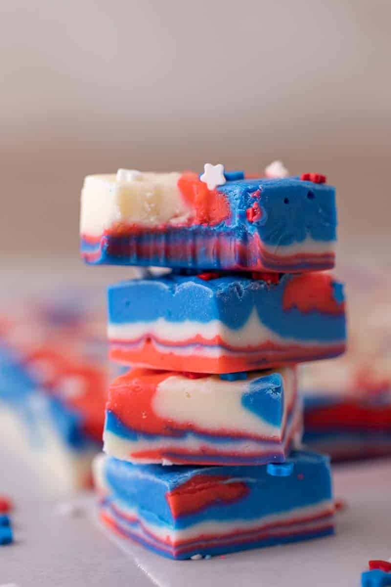Patriotic Red White and Blue Fudge - Lifestyle of a Foodie