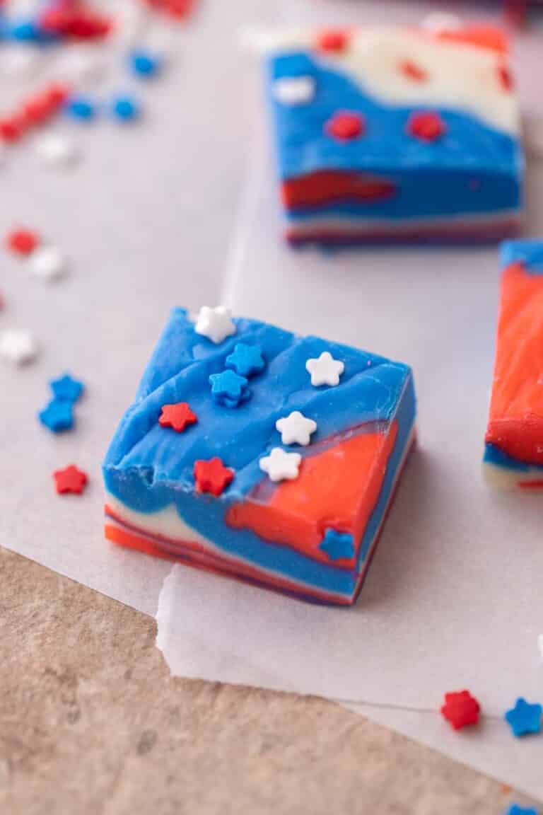 Patriotic Red White and Blue Fudge - Lifestyle of a Foodie