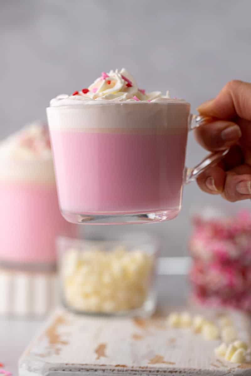 How to Make Valentine’s Day Pink Hot chocolate with White Chocolate ...