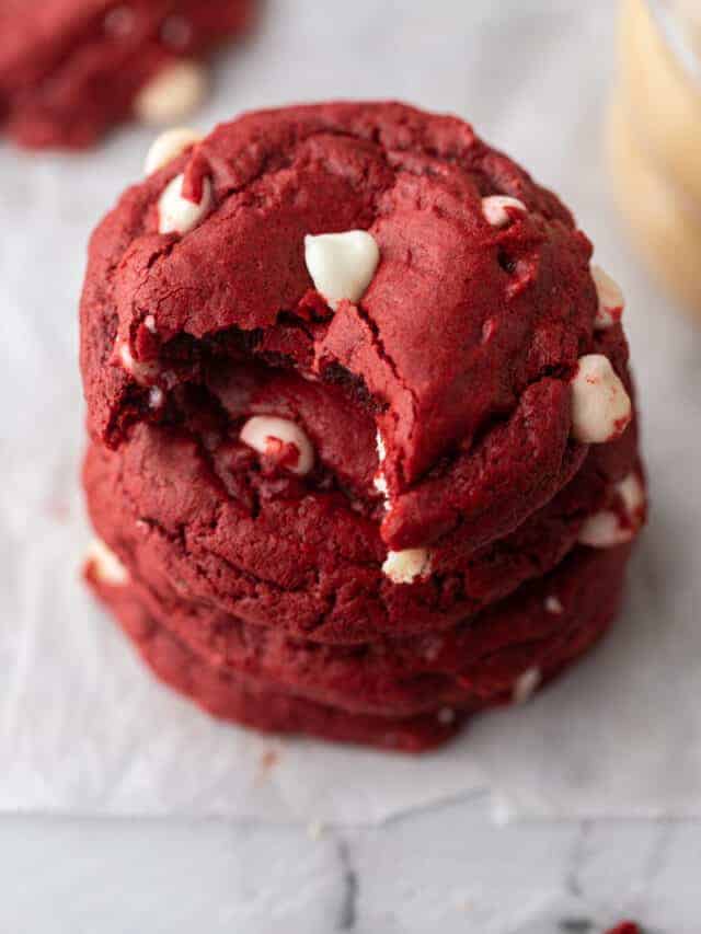 Chewy Red Velvet Cake Mix Cookies (with White Chocolate Chips)