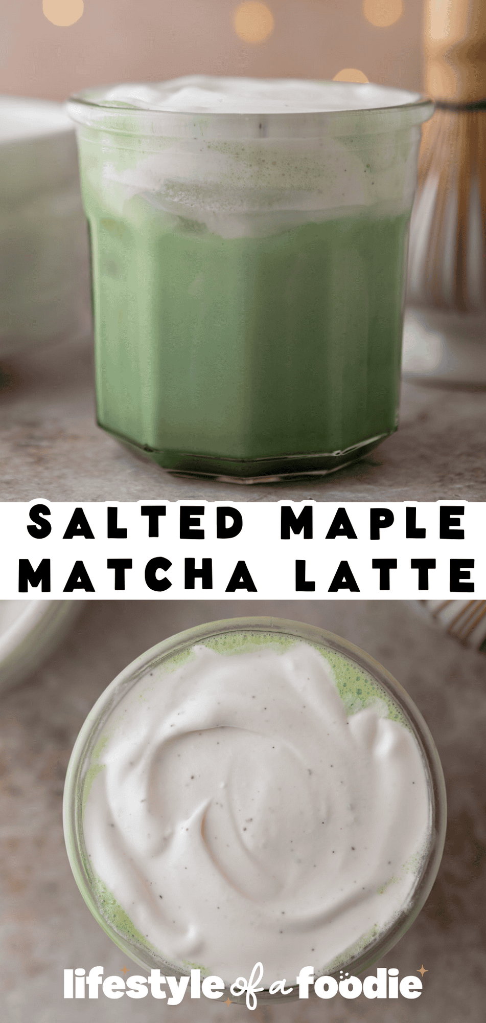 Salted Maple Matcha Latte (Creamy Iced Matcha Recipe)